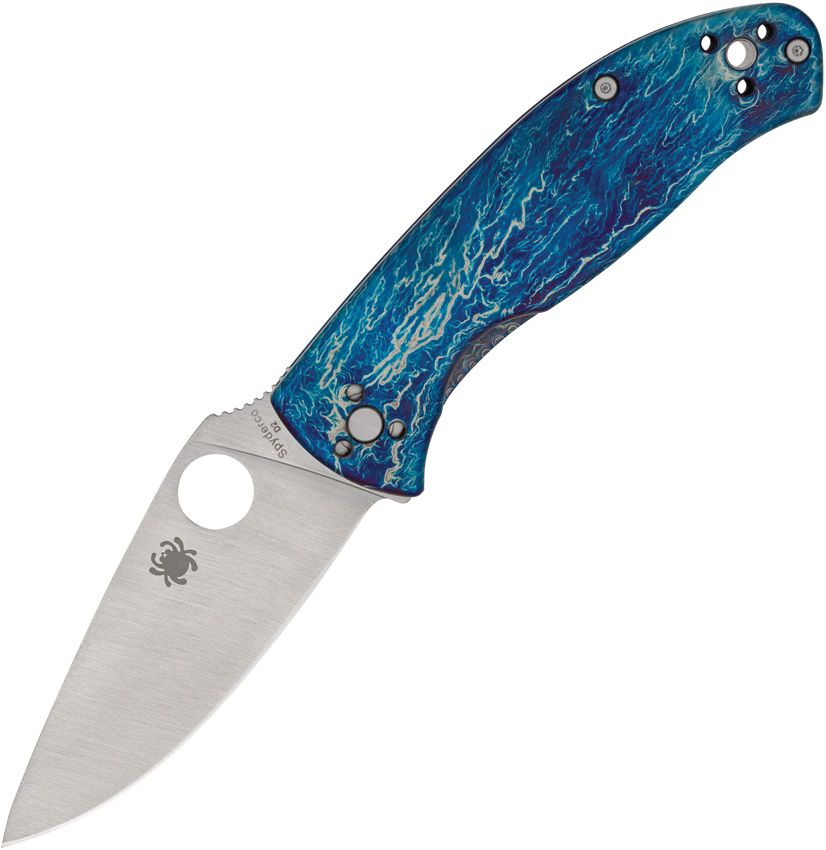 Spyderco Tenacious R.I.L. Disarray Blue Titanium Satin PlainEdge D2 ...