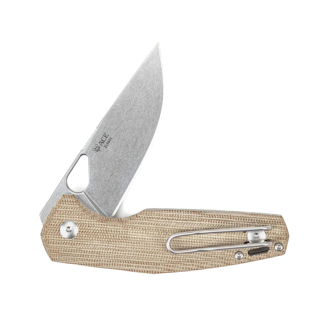 Giant Mouse ACE Nimbus V2 Natural Canvas Micarta Stonewash Elmax ...