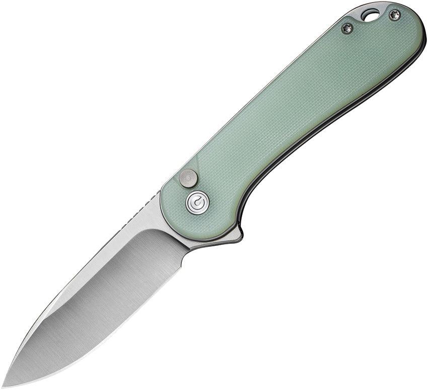 Civivi Elementum II Button Lock Natural Jade G10 Satin Drop Point Nitr ...