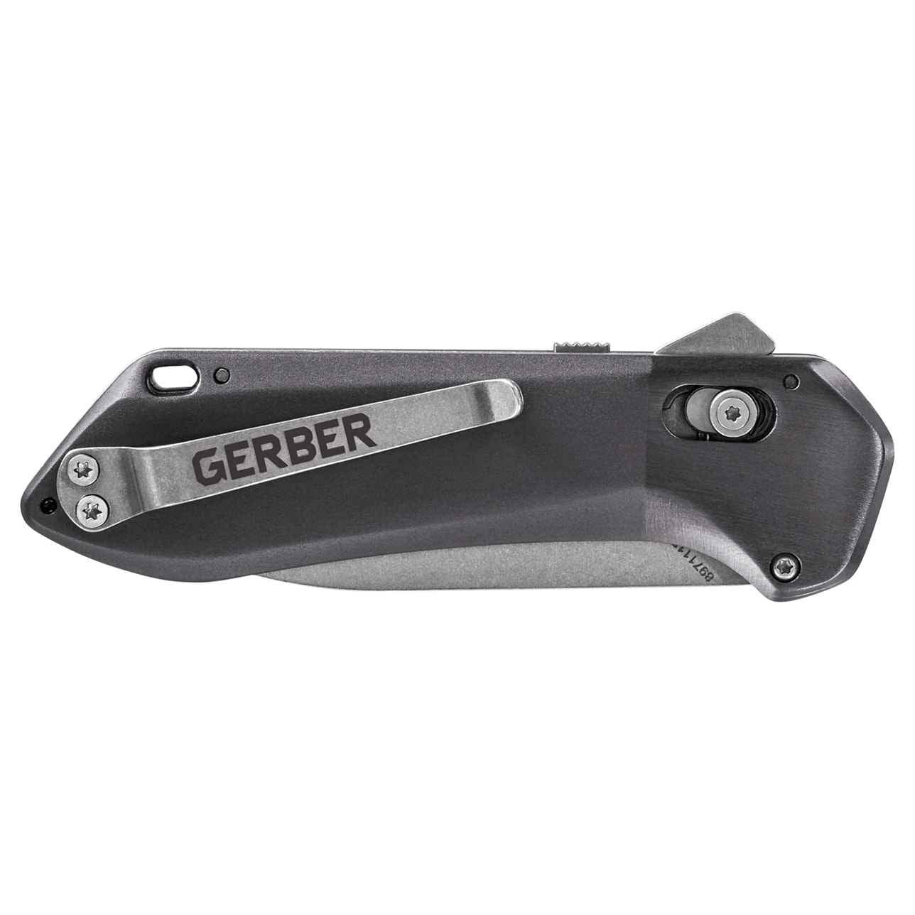 Gerber Highbrow Compact Pivot Lock A/O Gray Aluminum Stonewash Serrate ...