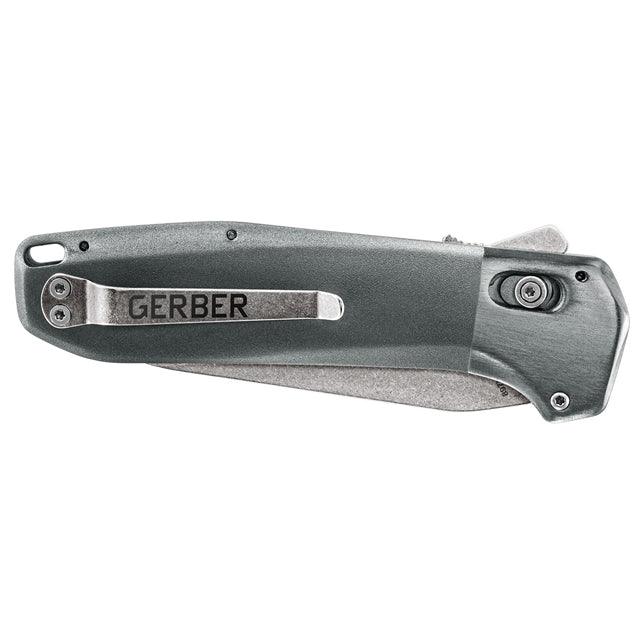 Gerber Highbrow Pivot Lock A/O Gray Aluminum Stonewash Serrated 7Cr17M ...