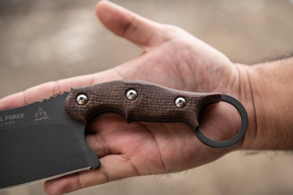 TOPS Knives Tidal Force Cleaver Brown Burlap Micarta Tactical Gray 109 ...